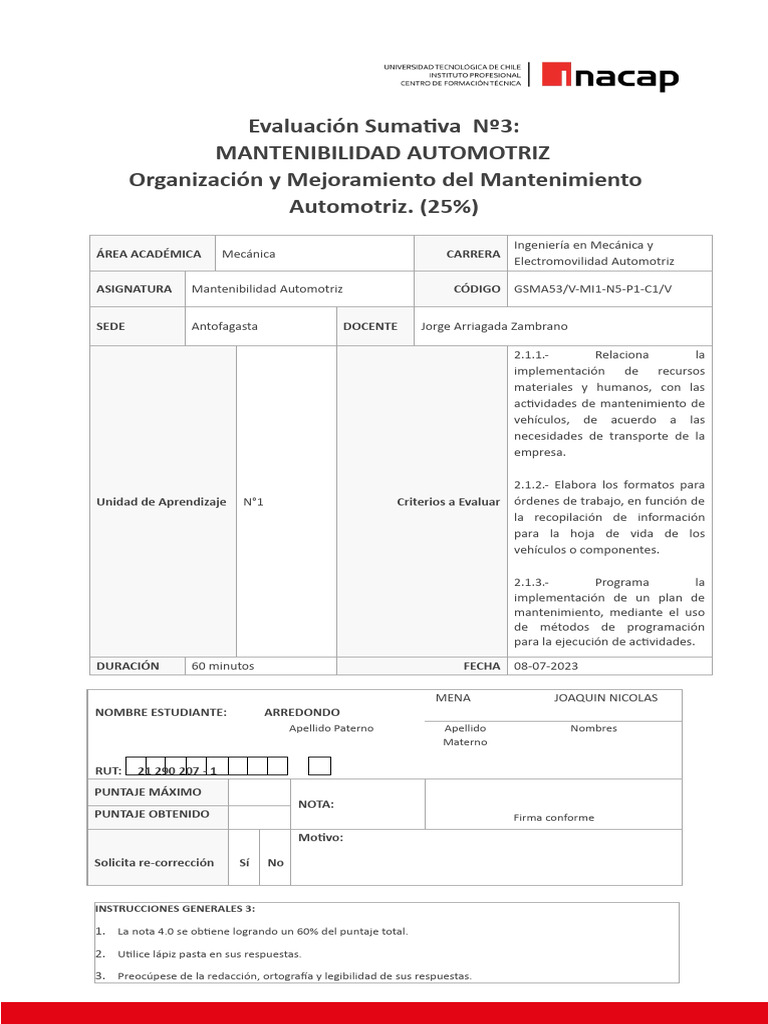 Evaluacion N°3 Evaluacion Tipo T3st (1) Mantenibilidad | PDF | Outsourcing | Business