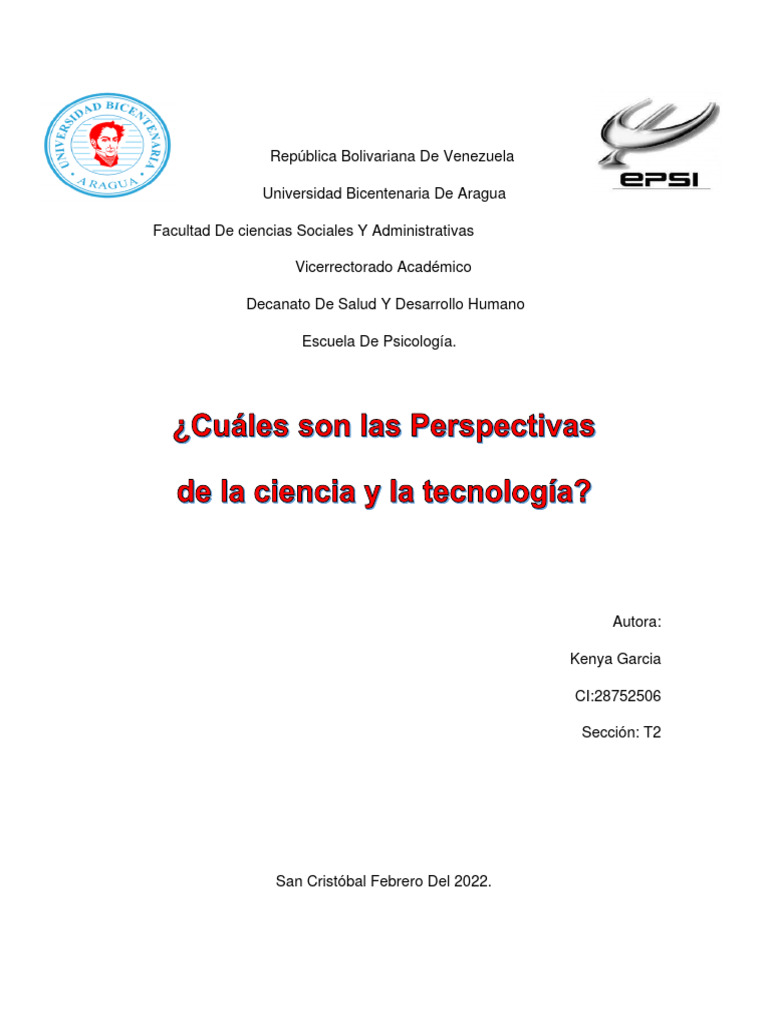 Ensayo de Perspectivas de La Ciencia y La Tecnologia-Kenya Garcia ...
