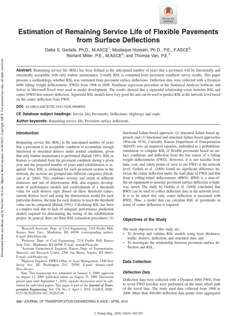 Estimation of Remaining Service Life of Flexible Pavements | PDF