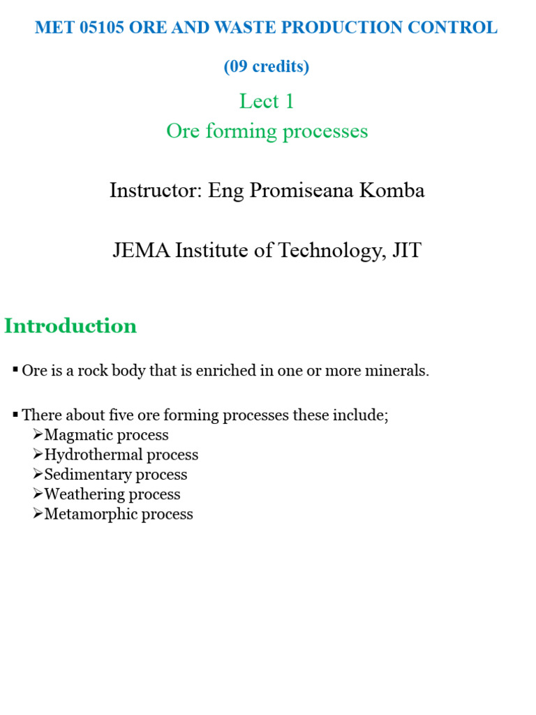 Lect 1 Ore Forming Processes | PDF | Igneous Rock | Magma