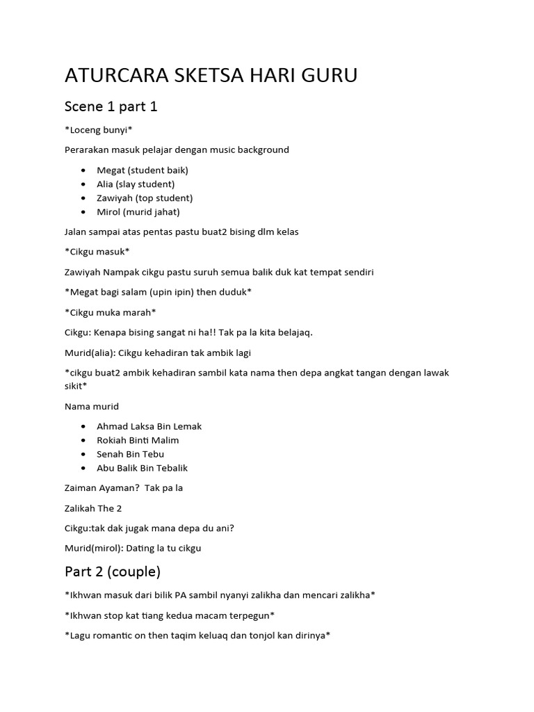 Aturcara Sketsa Hari Guru | PDF