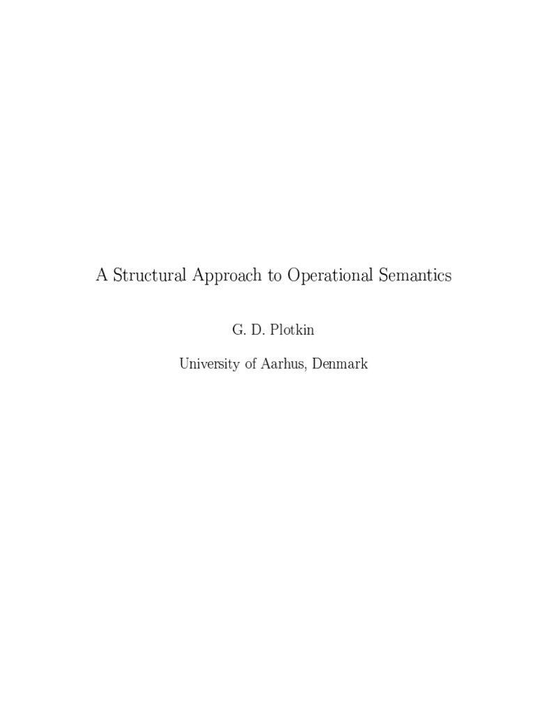 Plotkin's A Structural Approach To Operational Semantics ( PDFDrive ) | PDF
