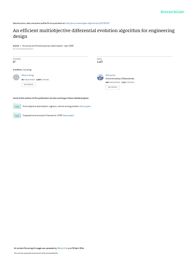 An Efficient Multiobjective Differential Evolution | PDF | Mathematical Optimization | Applied ...