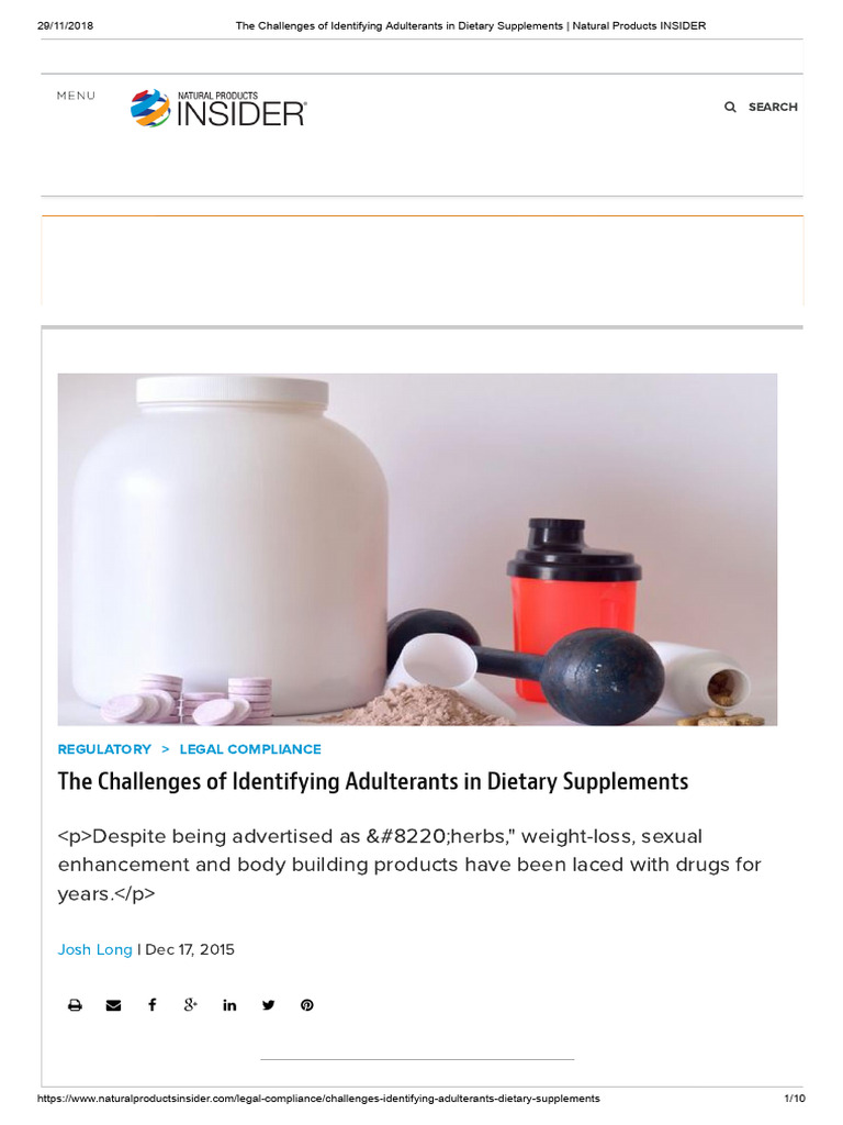 The Challenges of Identifying Adulterants in Dietary Supplements ...