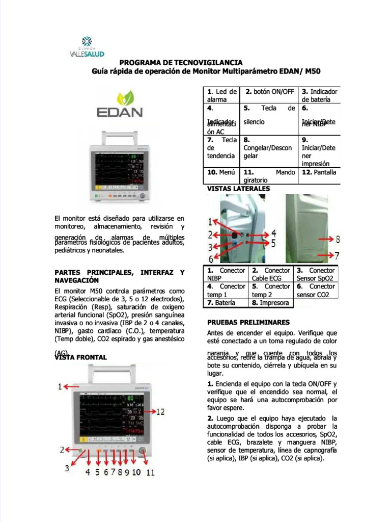 PDF Guia Rapida Mmultiparametro Edan m50 - Compress | PDF
