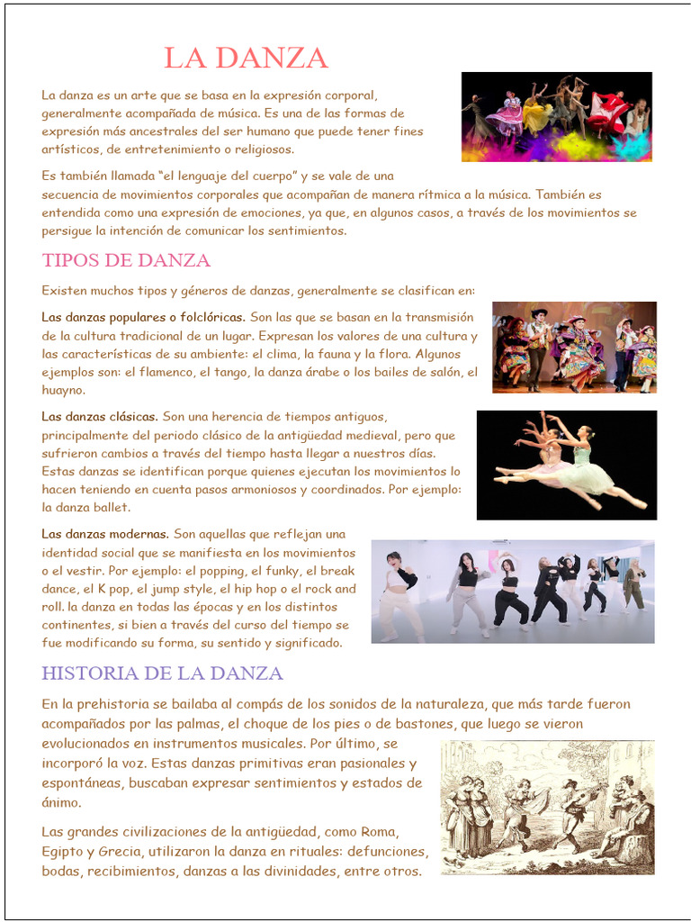 Tipos y Historia de la Danza | PDF | Ciencias sociales | Clásicos