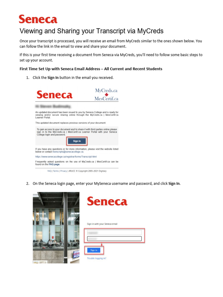 Viewing and Sharing Your Transcript via MyCreds Tip Sheet | PDF | Login ...