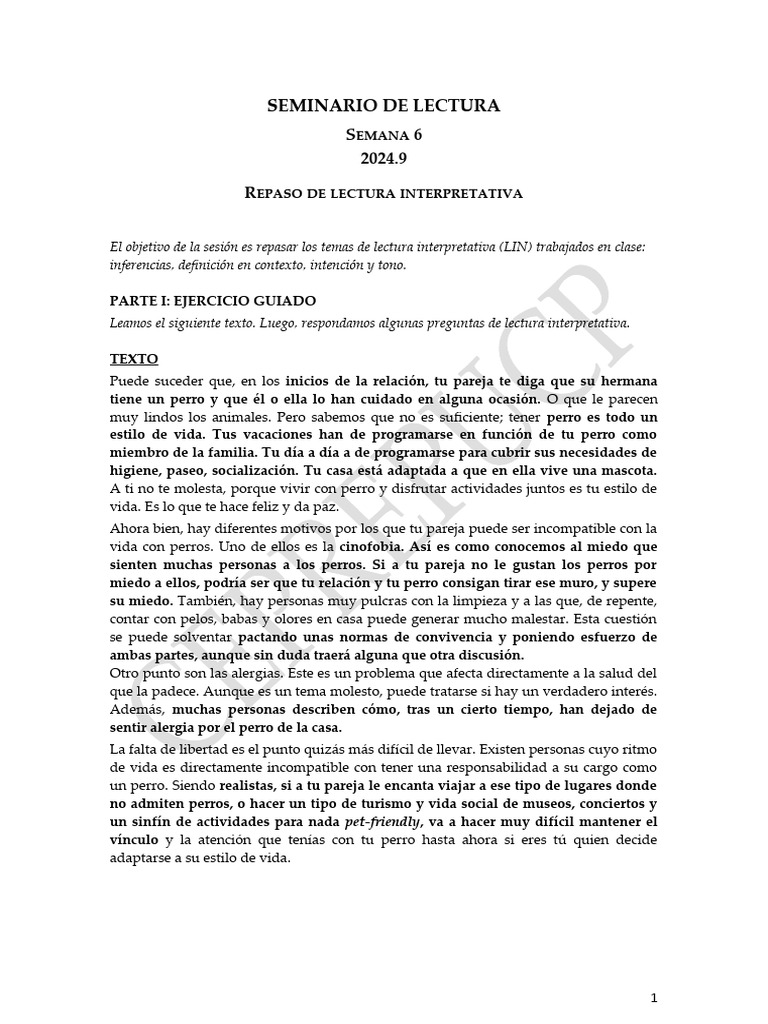 Semana 6 Seminario de Repaso de Lectura Interpretativa 2024.9 | PDF | Vino