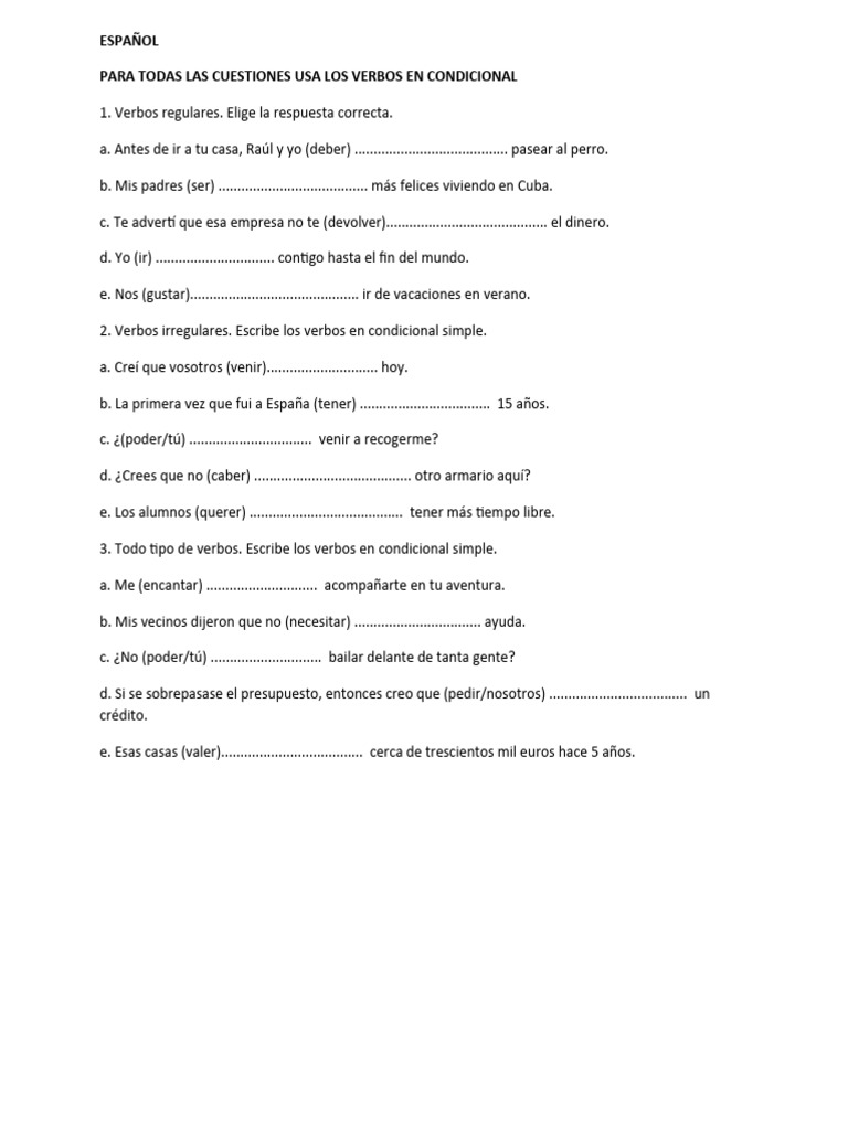 ESPAÑOL Condicional | PDF