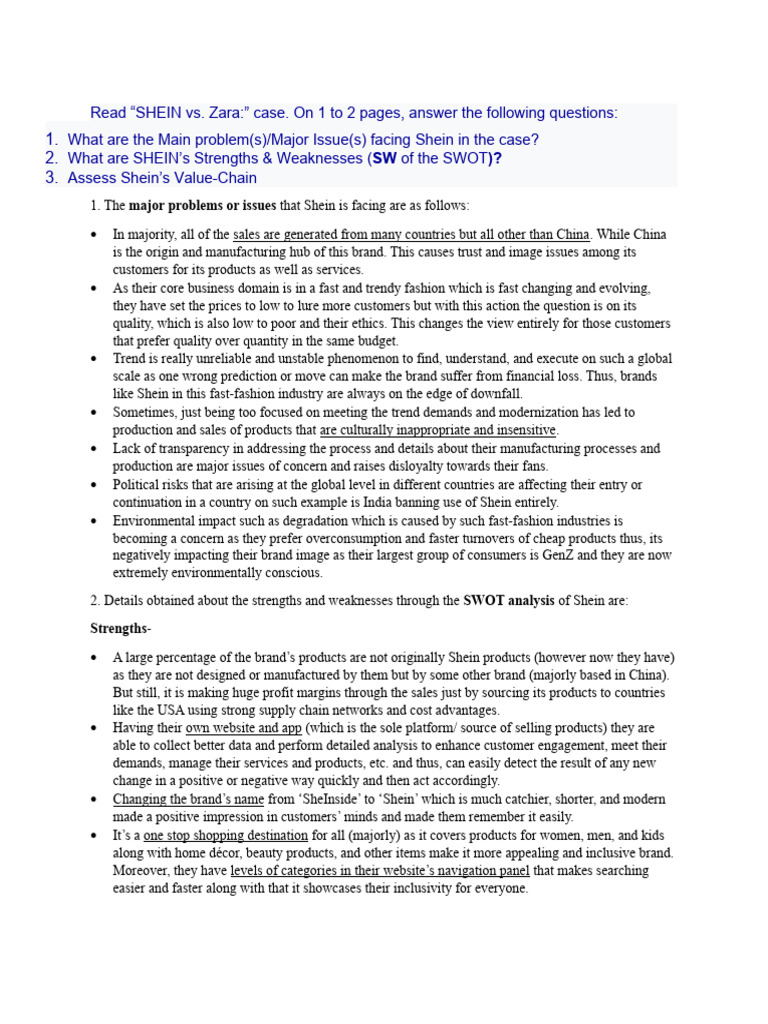Shein SWOT Analysis and Challenges | PDF | Brand | Supply Chain