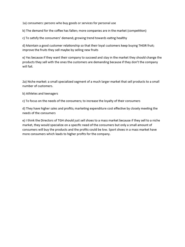 Exam Style Questions Chapter 10 Cambridge Igcse Business Studies | PDF ...