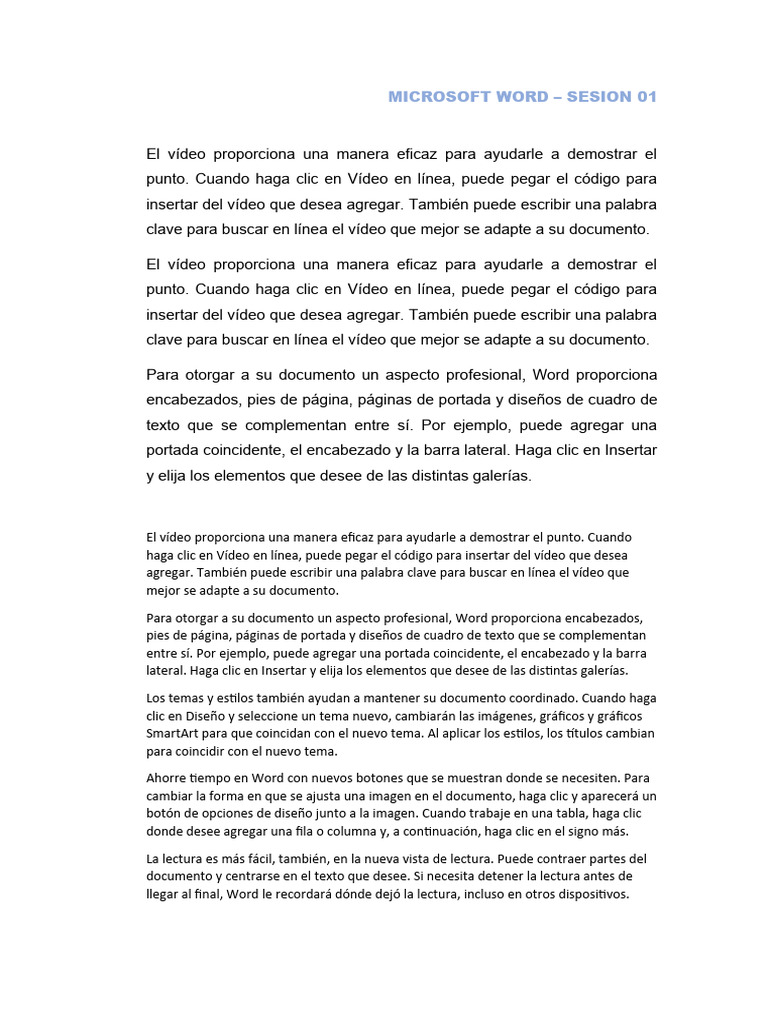 Sesion 02 - Microsoft Word | PDF | Vídeo | Microsoft Word
