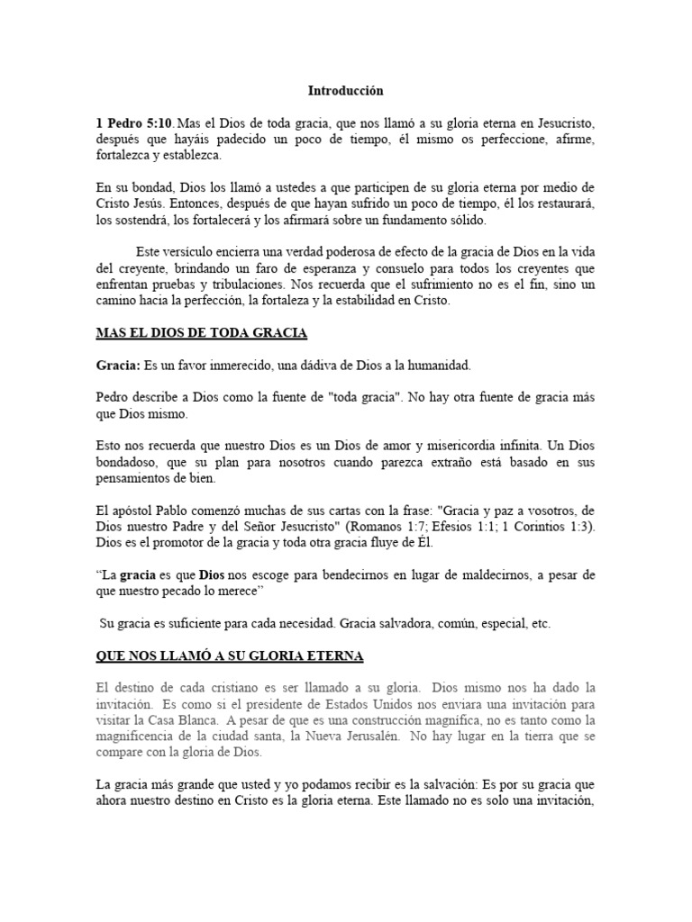 Significado de 1 Pedro 5:10 en la fe | PDF | Cristo (título) | Dios