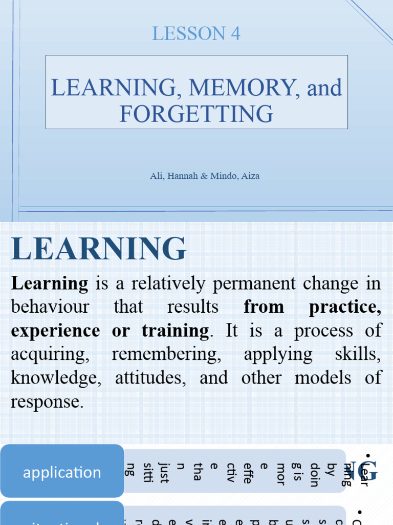 LESSON 4 | Download Free PDF | Reinforcement | Memory