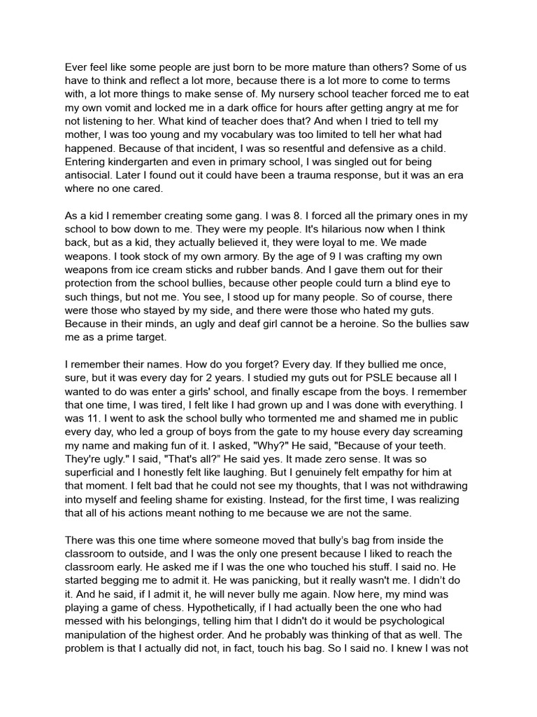 Monologue - Maturity | PDF | Bullying