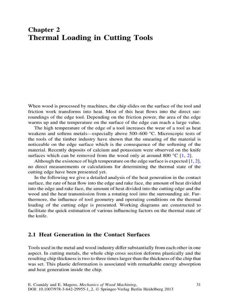 Thermal Loading in Cutting Tools: 2.1 Heat Generation in The Contact ...
