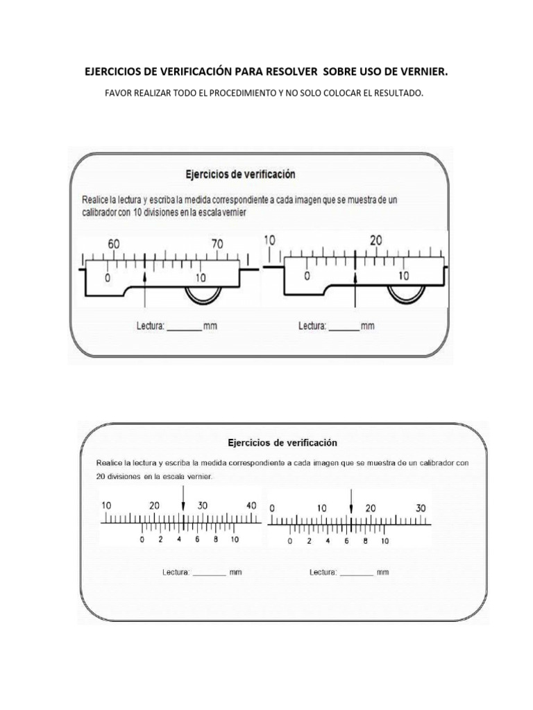 Ejercicios Uso de Vernier | PDF
