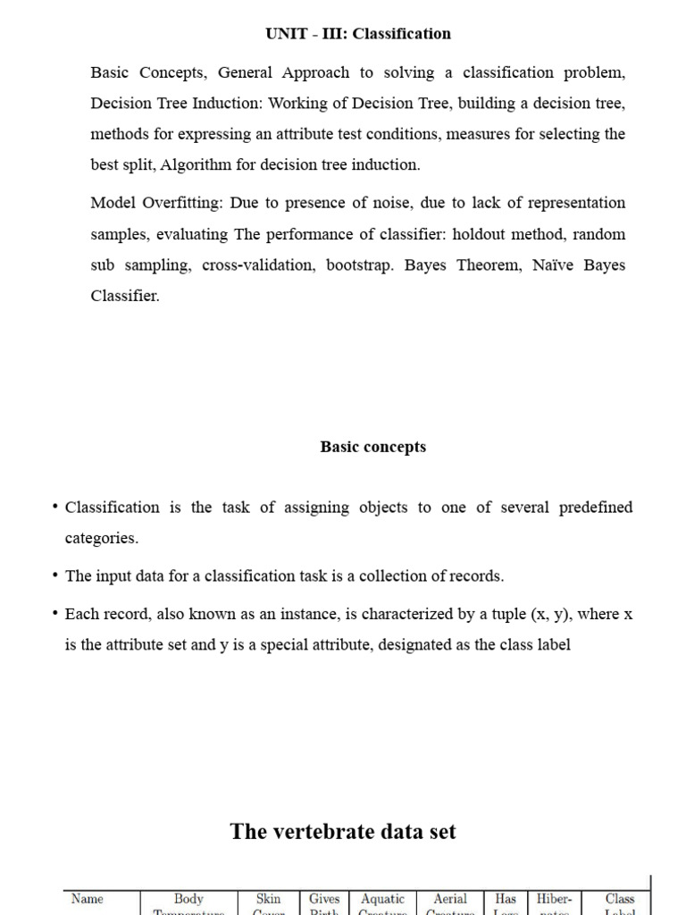 Unit 3 Pdf Cross Validation Statistics Statistical Classification