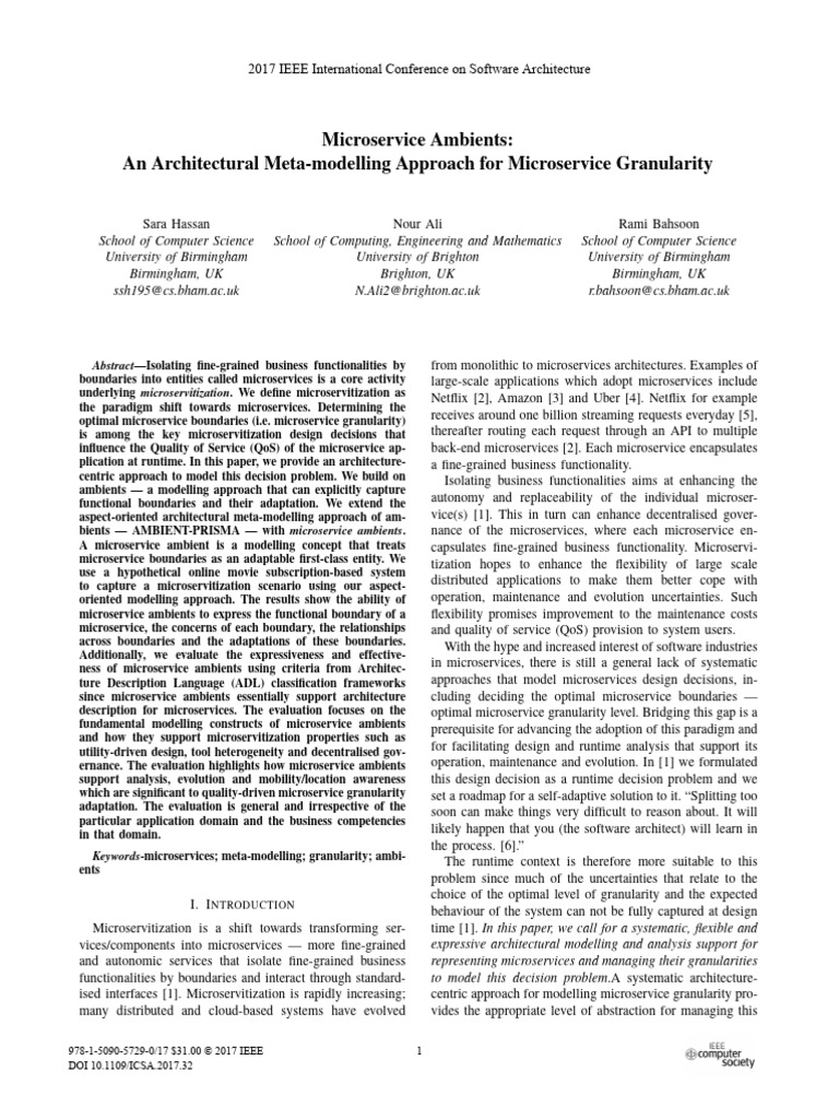 Microservice Ambients - An Architectural Meta-Modelling Approach For Microservice Granularity ...