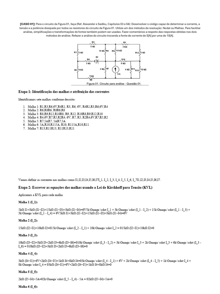 CASO 01 - EAD Circuitos Elétricos N2 | Download grátis PDF | Rede ...