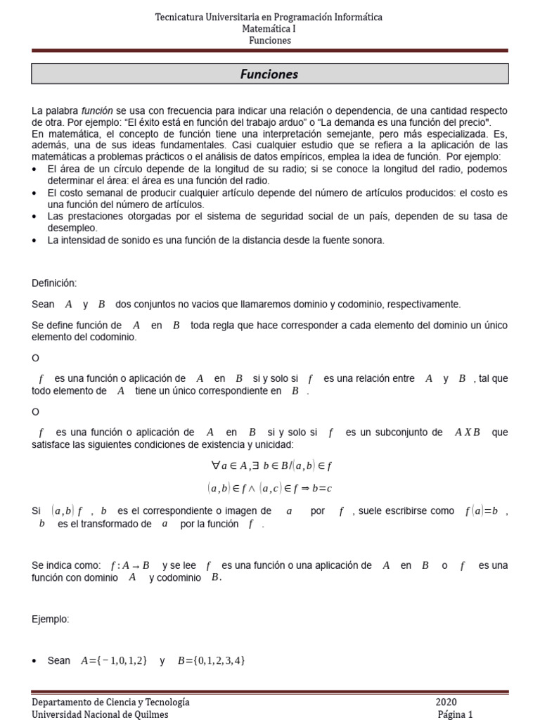 Funciones Parte 1 Compac Version 1 | PDF | Función (Matemáticas ...