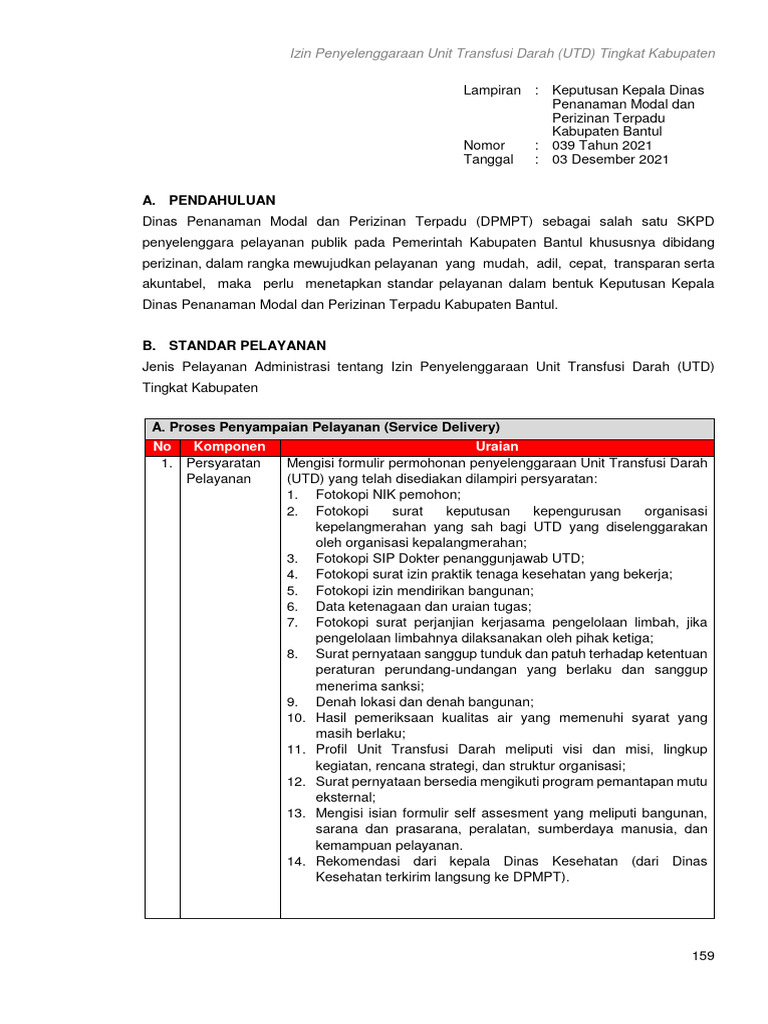 029 Izin Penyelenggaraan Unit Transfusi Darah Tingkat Kabupaten | PDF ...