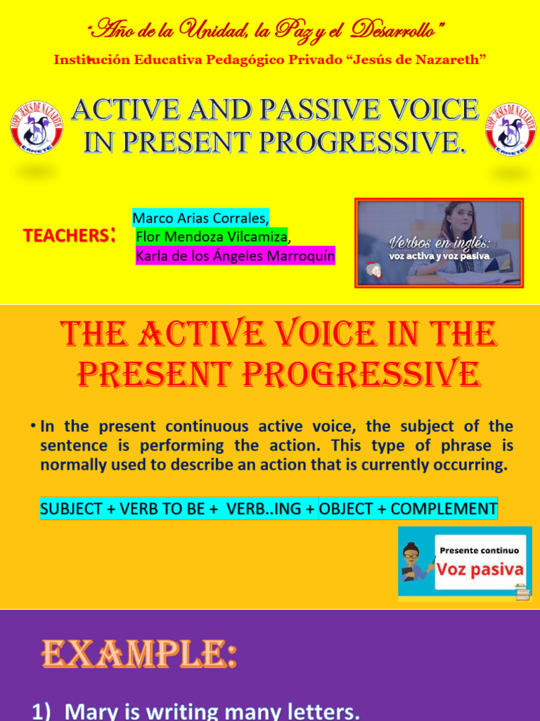 ACTIVE AND PASSIVE VOICE IN PRESENT PROGRESSIVE | PDF