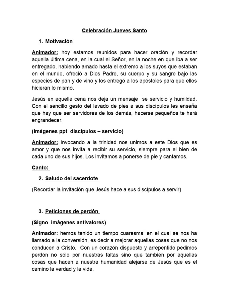 Celebración Jueves Santo | PDF | Oración | Amor