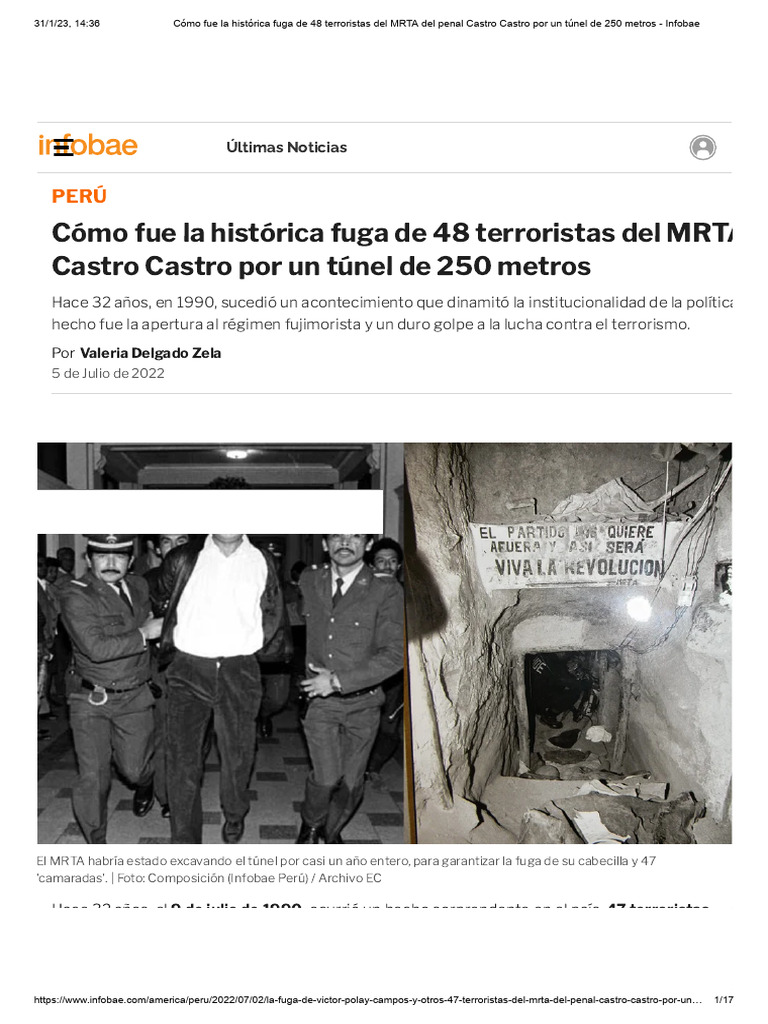 Cómo Fue La Histórica Fuga de 48 Terroristas Del MRTA Del Penal Castro ...