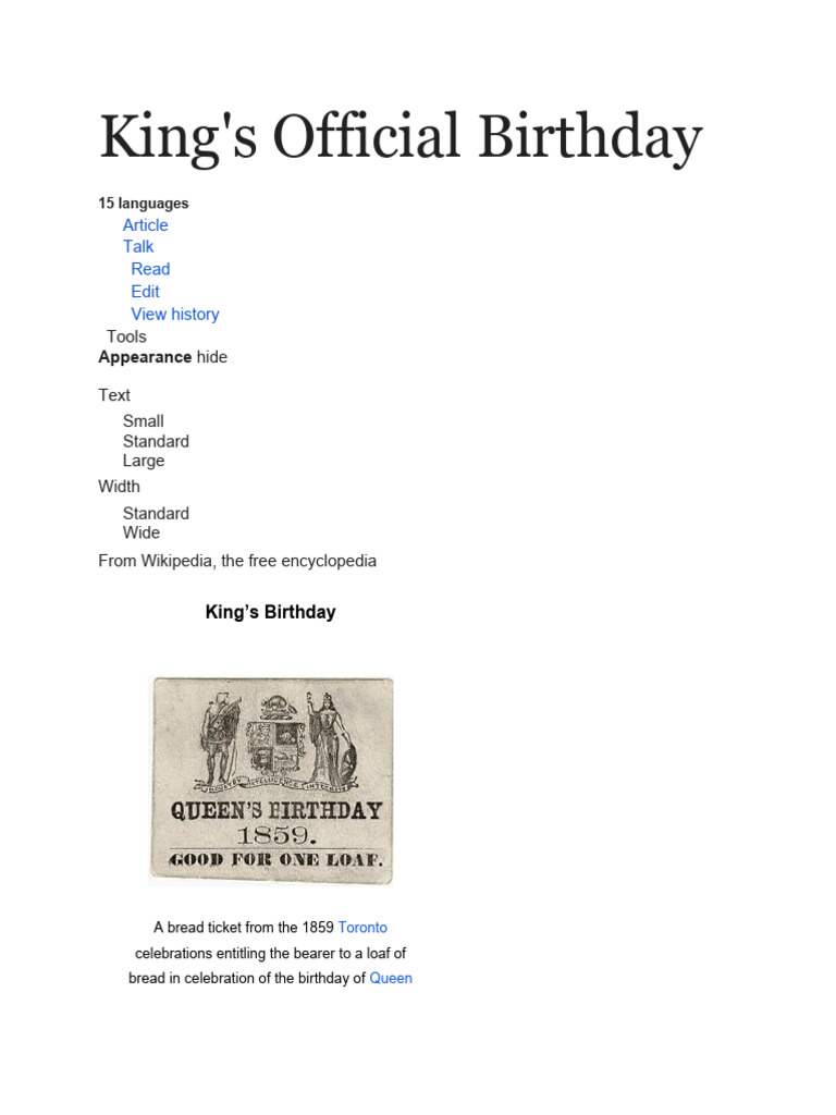 King's Official Birthday | PDF | British Empire | Kingdoms