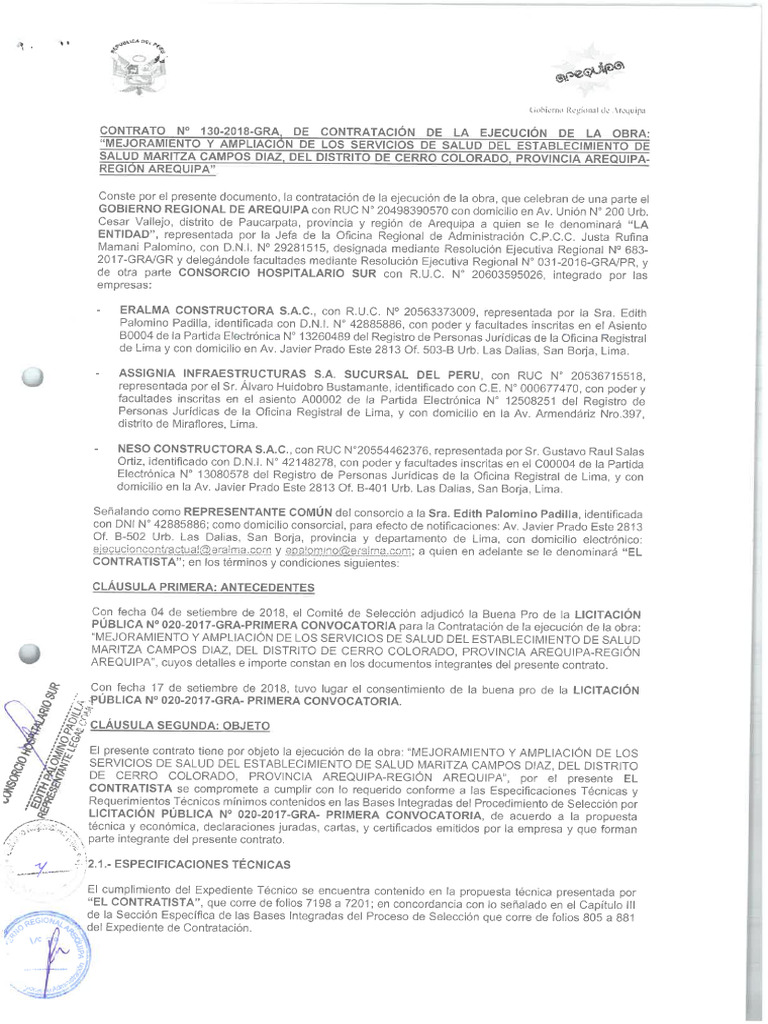 Contrato #130-2018-GRA - Contratista | PDF