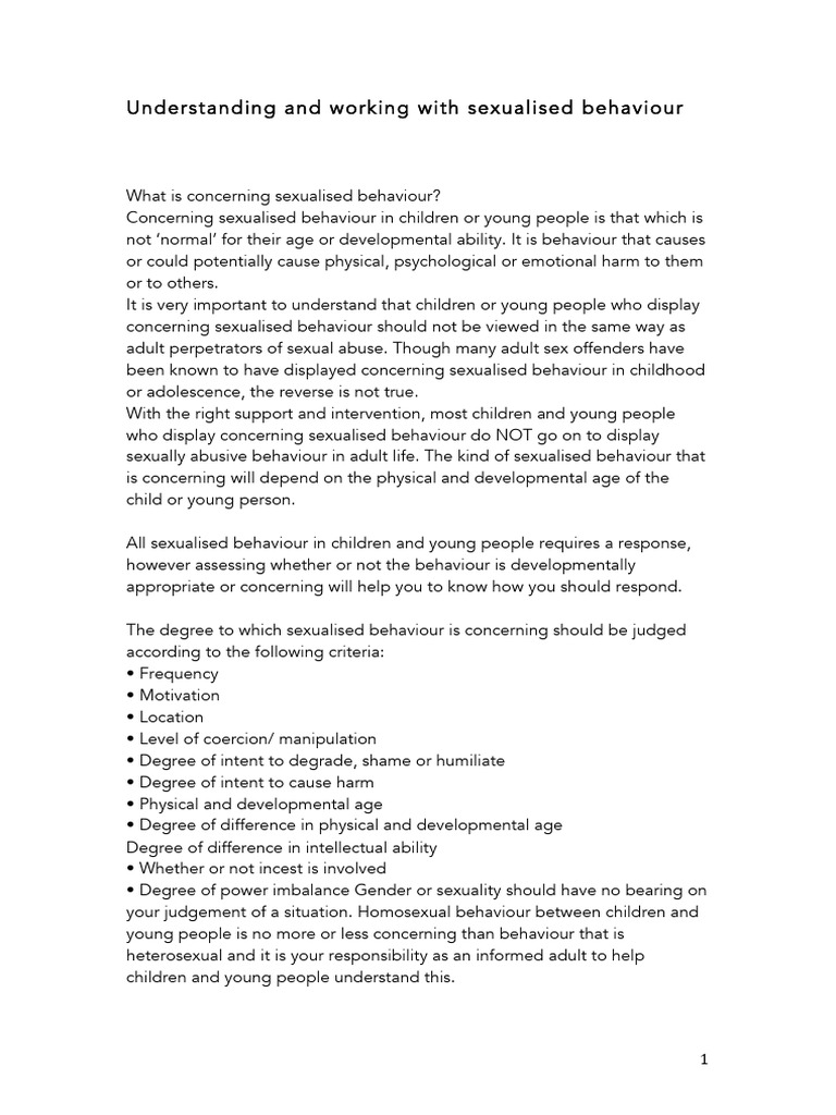 Understanding and Working With Sexualised Behaviour | PDF | Human ...