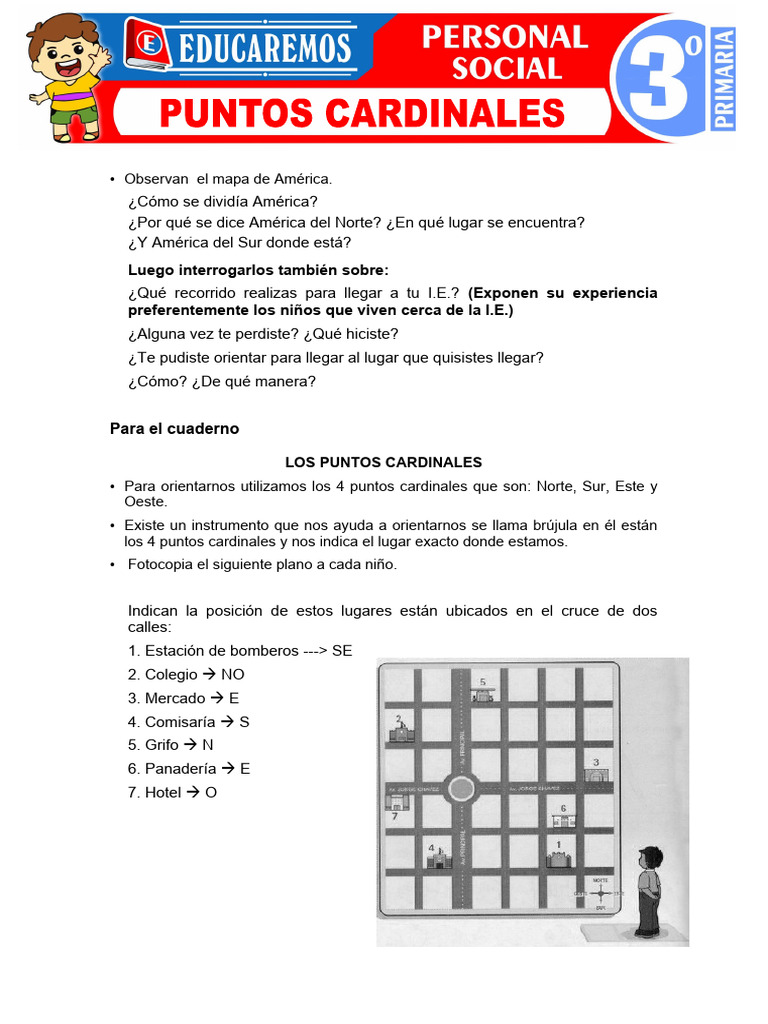 Puntos-Cardinales-para-Tercer-Grado-de-Primaria | PDF