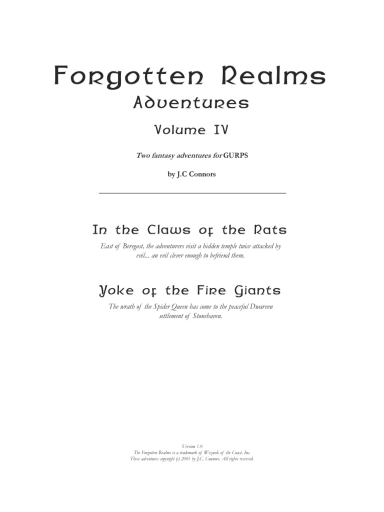 GURPS - Forgotten Realms Adventures Volume 4 | PDF | Dwarf (Dungeons ...