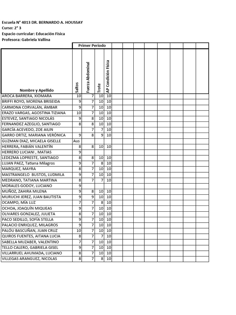 Planilla General de Notas 2° 3 2024 | PDF