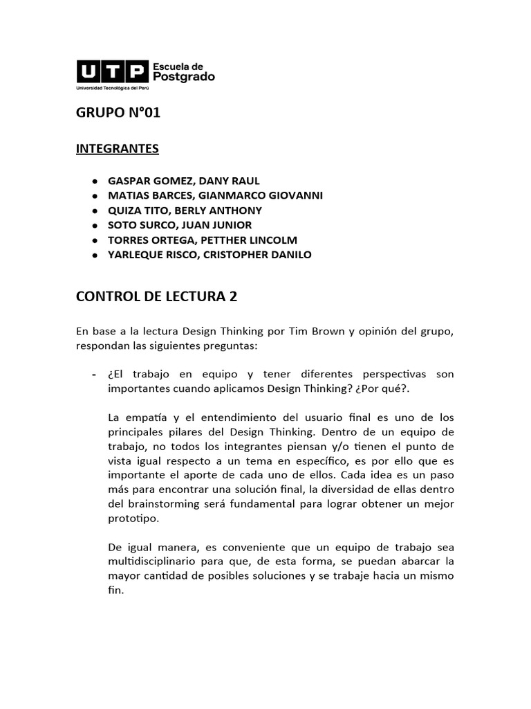 Control de Lectura 2 - Grupo 01 | PDF