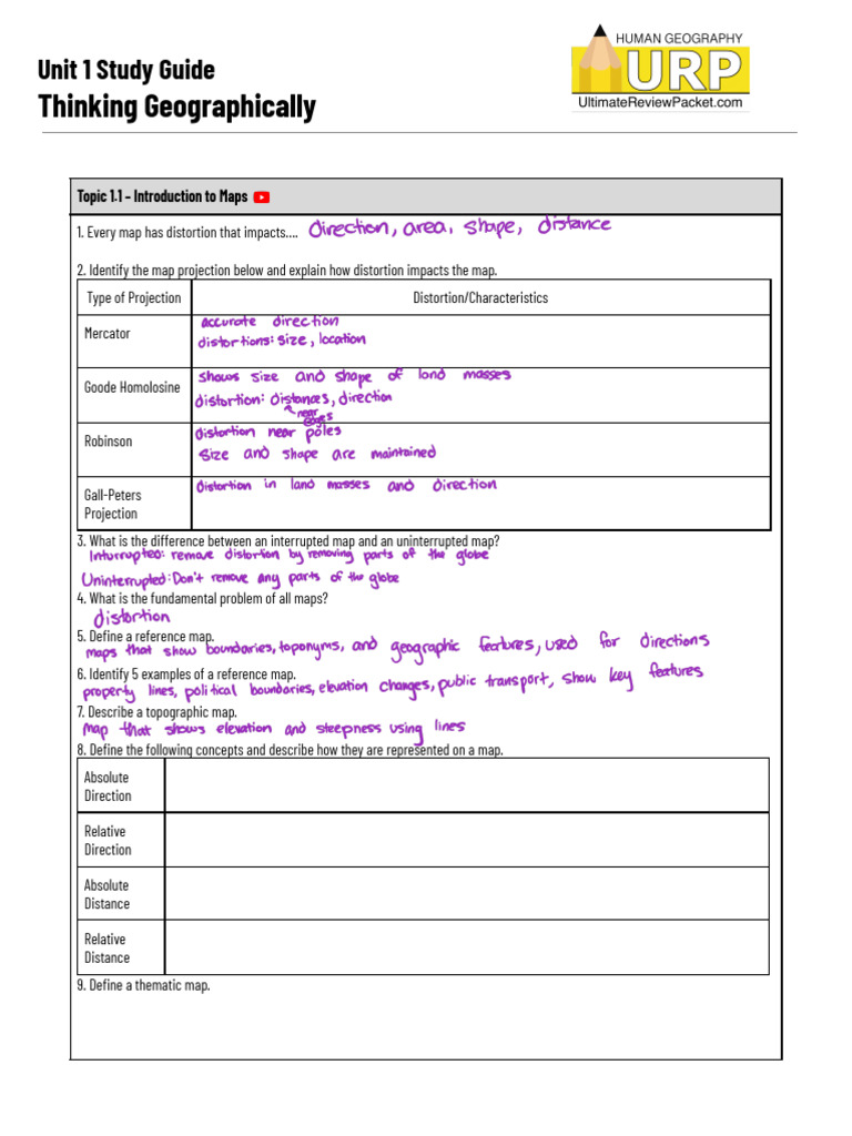 BLANKUnit1StudyGuide 230804 115855 | PDF | Map | Geographic Information ...