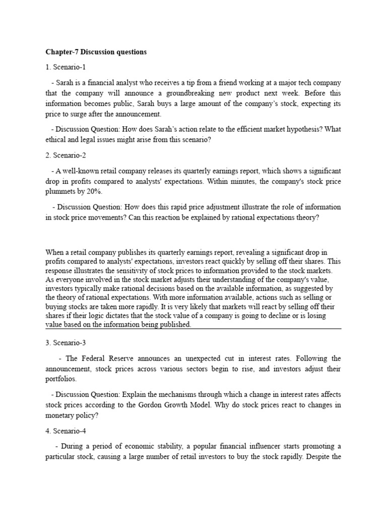 Stock Market Scenarios and Analysis | PDF | Stocks | Efficient Market ...