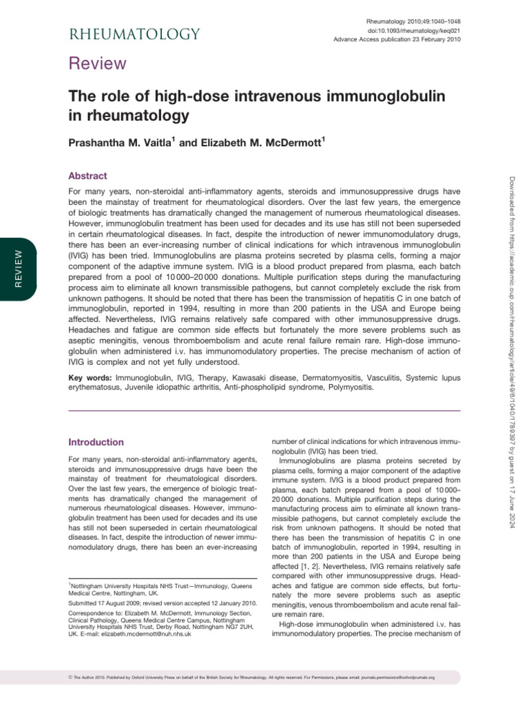 The role of high-dose intravenous immunoglobulin | PDF | Clinical ...