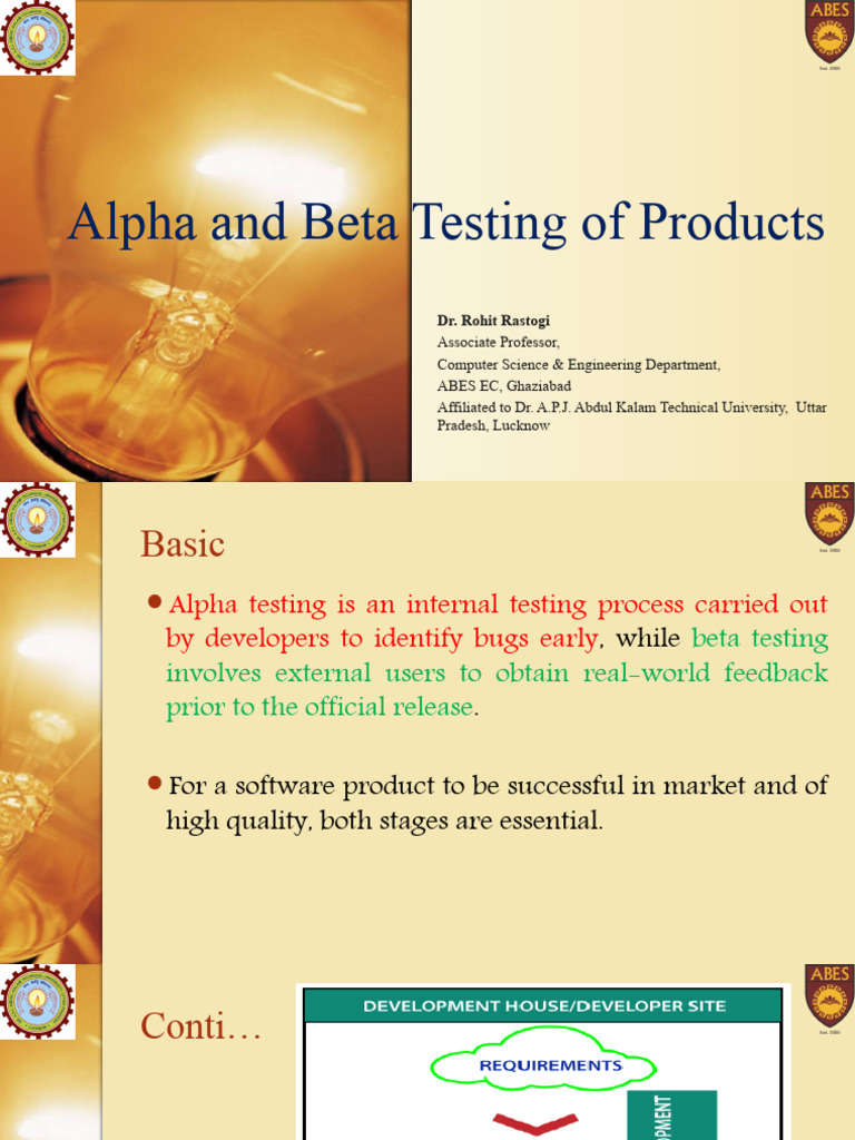 Alpha and Beta Testing Overview | PDF | Software Testing | Software ...