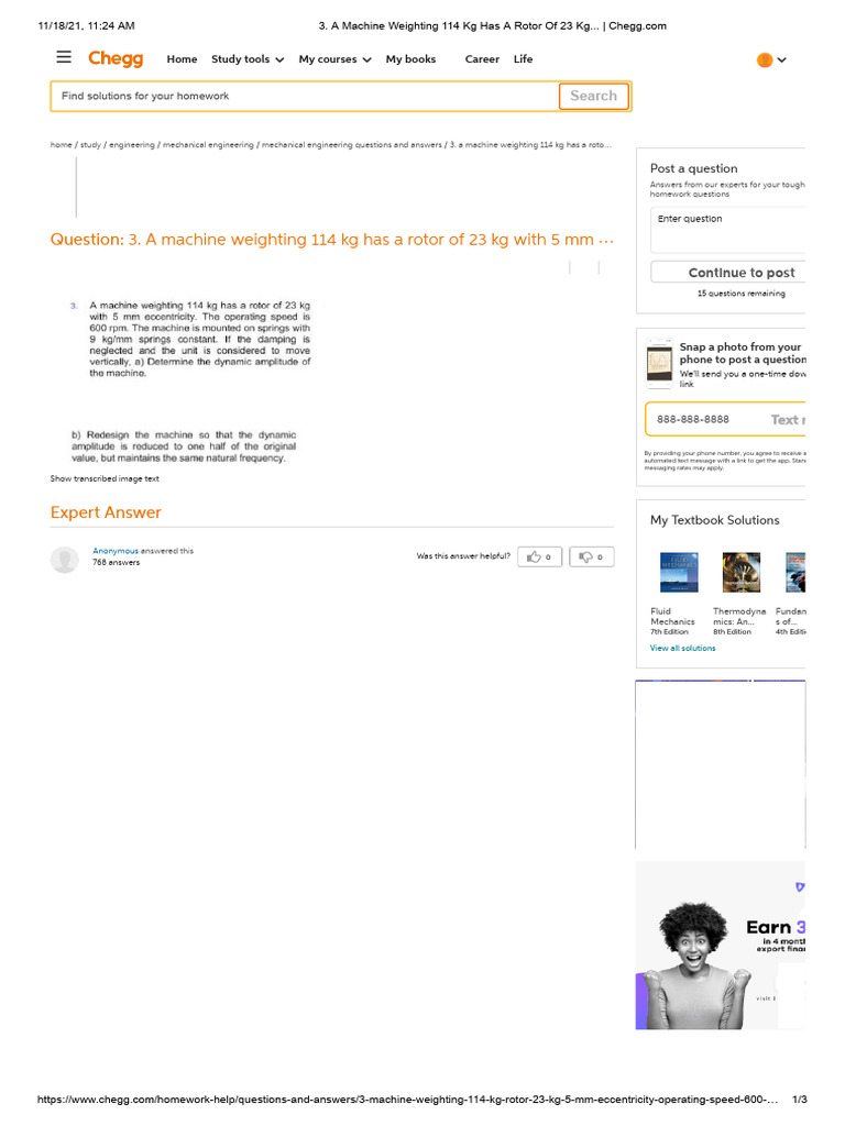 A Machine Weighting 114 KG Has A Rotor of 23 Kg... | PDF | Cyberspace