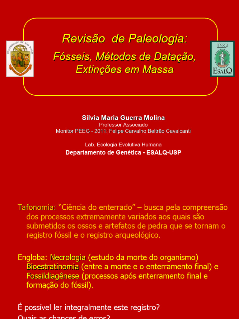 EEH-Aula 04b-2015 - Revisão Paleologia | PDF | Fóssil | Geociências