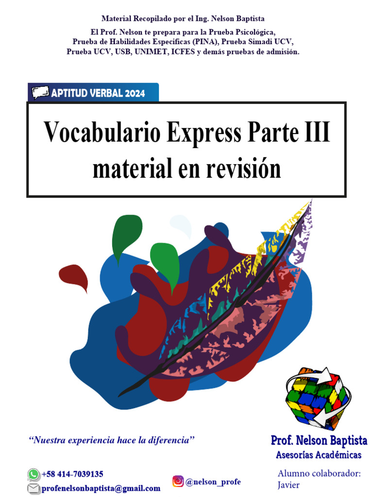 Vocabulario Avanzado para Pruebas 2024 | PDF