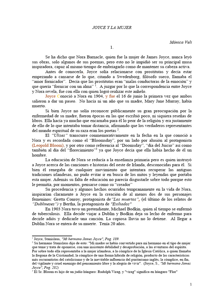 Joyce y La Mujer (Nausícaa) (JCM) | PDF | James Joyce | Ulises (novela)
