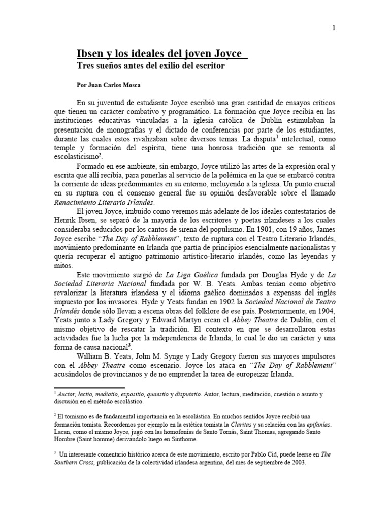 Ibsen y Los Ideales Del Joven Joyce (JCM) TRIS | PDF | James Joyce ...