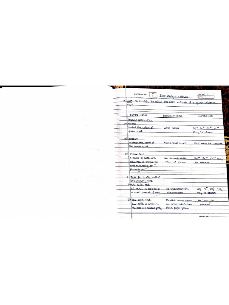 Expt.4, Salt Analysis - NH4Br | PDF