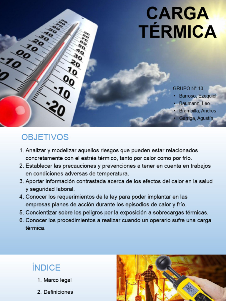 Presentacion. Carga Térmica - Grupo 13 - 2020 | PDF | Temperatura | Calor