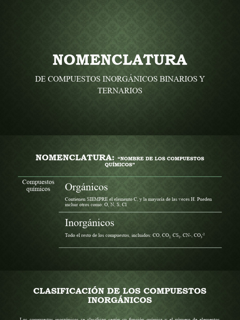 Nomenclatura de Compuestos Inorgánicos | Descargar gratis PDF | Compuestos químicos | Óxido