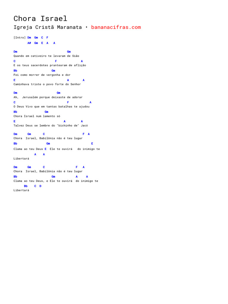 Chora Israel SIMPLIFICADA Igreja Cristã Maranata | PDF