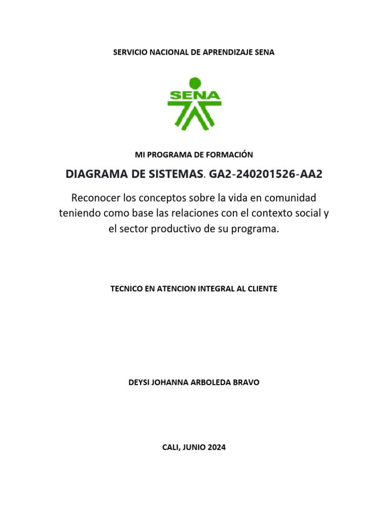 Diagrama de Sistemas. GA2-240201526-AA2 | PDF | Comunidad | Familia